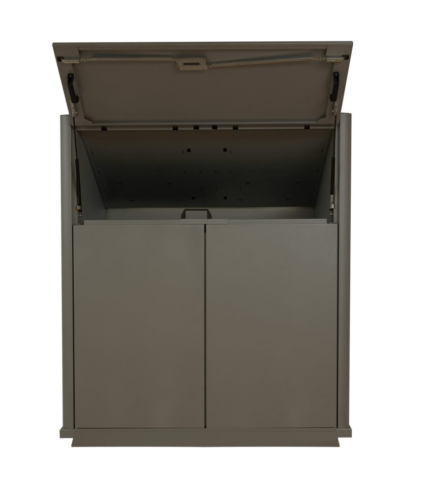 Big flap 660 L bin garage with ramp and lockable flap